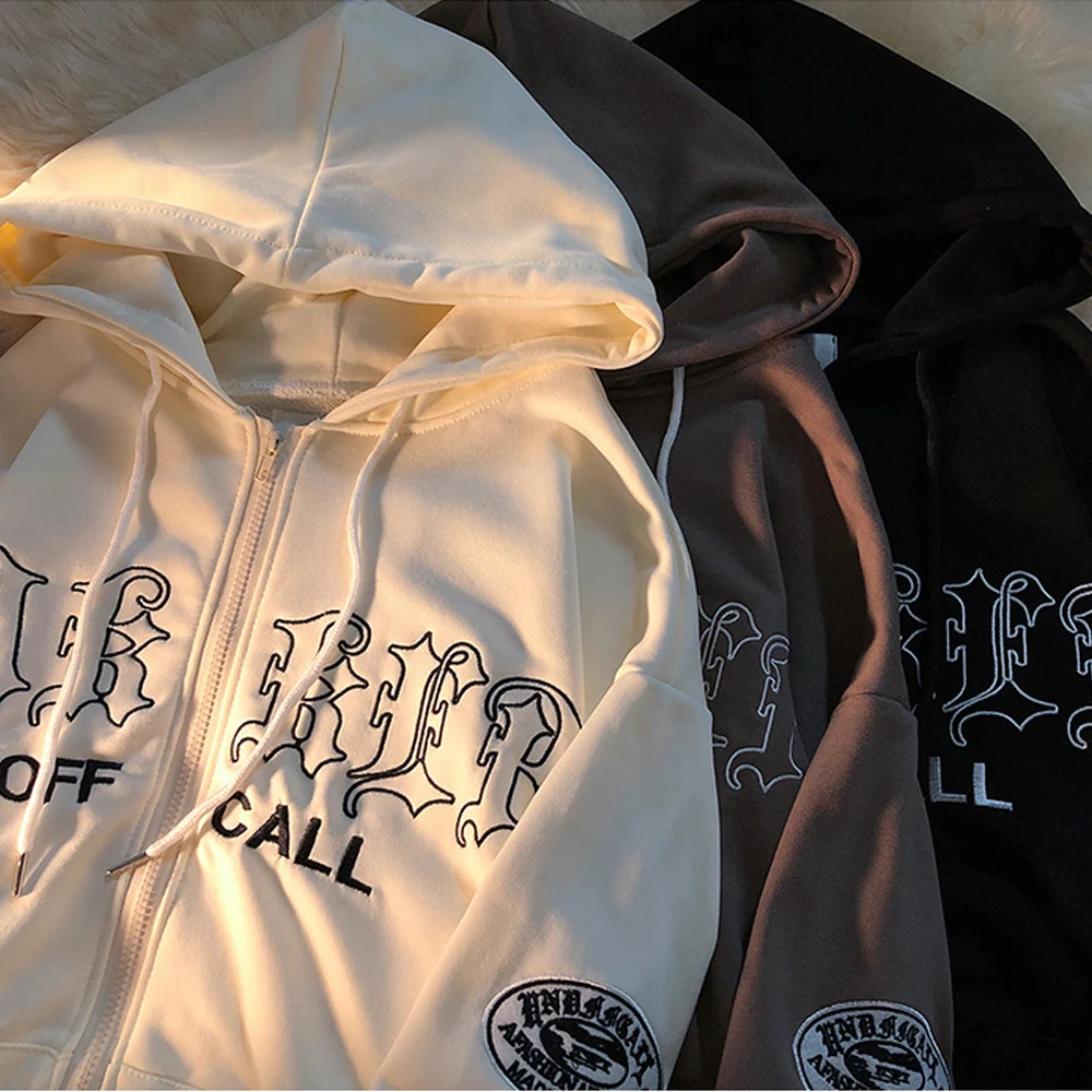 Carta bordado zip up jaquetas y2k streetwear hoodies streetwear sweatshirts harajuku feminino ...