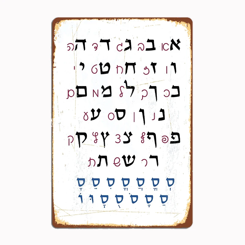 Hebrew-Alphabet-With-Nikkud-Jewish-Teaching-Education-Metal-Plaque-Club ...