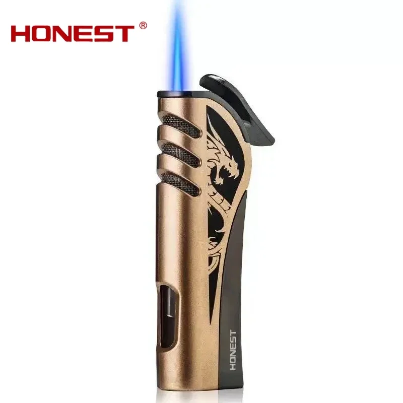 Metal Jet Blue Flame Inflatable Lighter Windproof Torch Spray Dragon ...