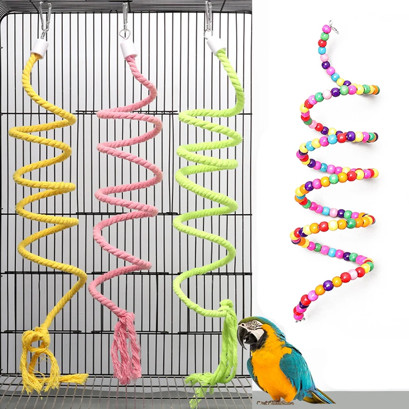 Parrot-Bird-Toy-Rope-Hanging-Budgie-Chew-Toy-Bird-Cage-Cockatiel-Swing ...