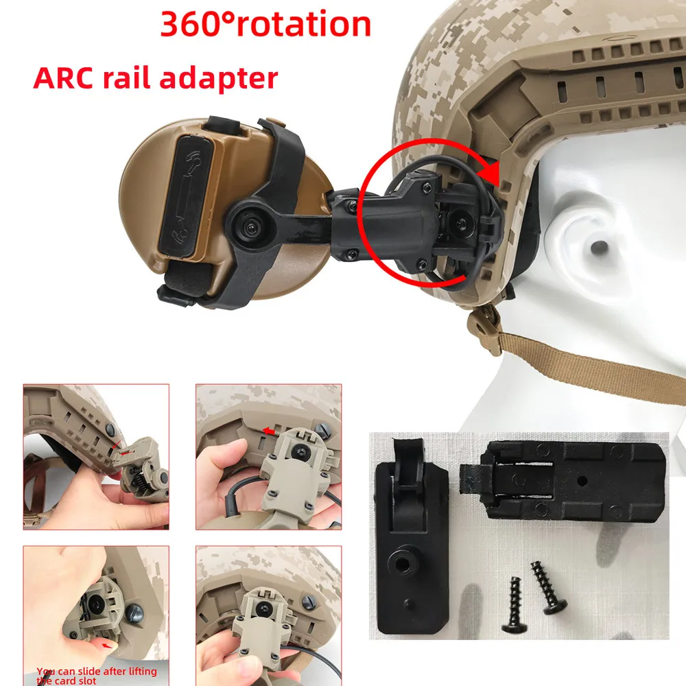 Tactical-Headset-Bracket-Helmet-Rail-Adapter-Compatible-ARC-Helmet ...