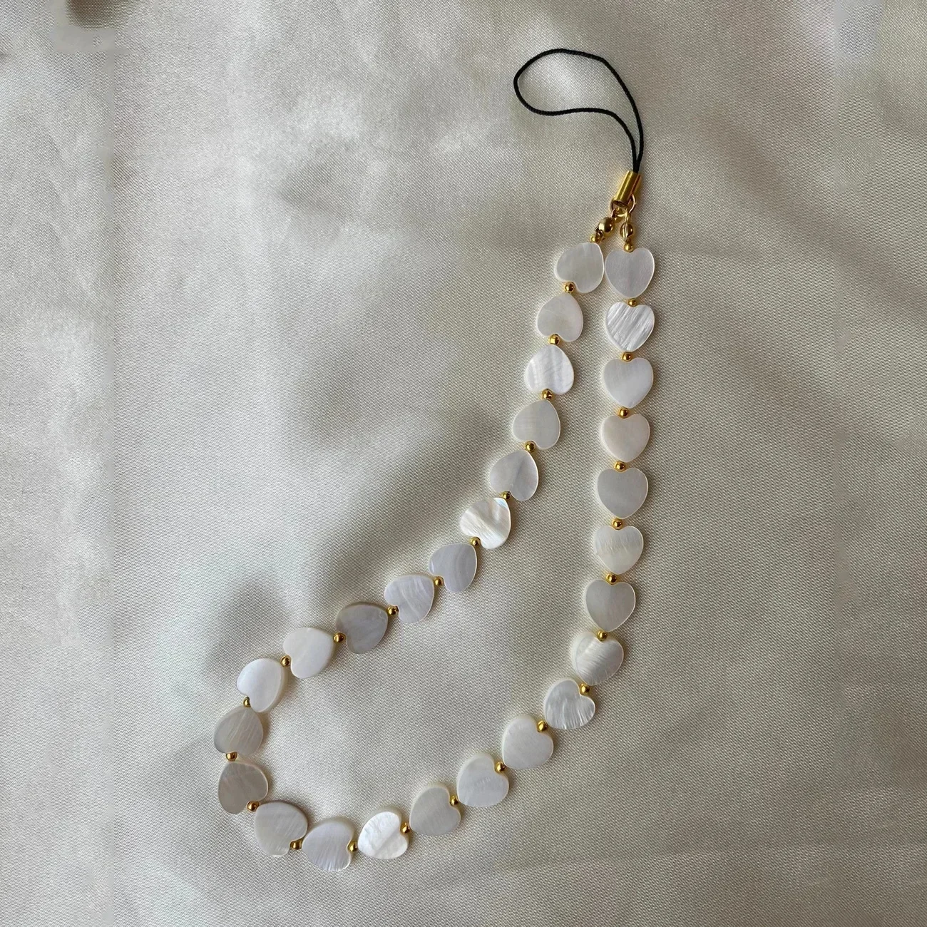 Love Heart Shell Beaded Mobile Phone Chain Key Chain Pendant Simple ...