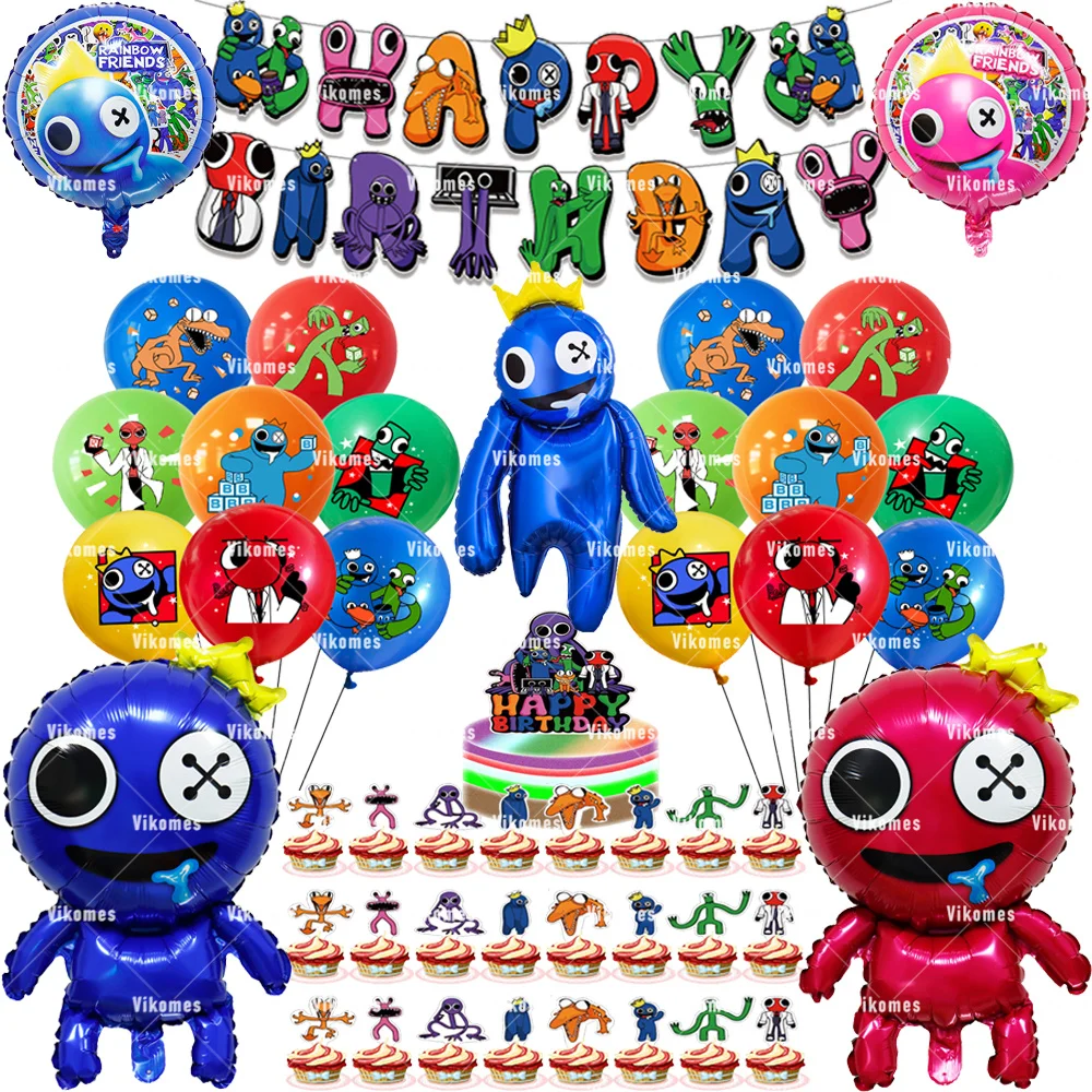 Rainbow Friends Happy Birthday Party Decoration Banner Cake Toppers ...