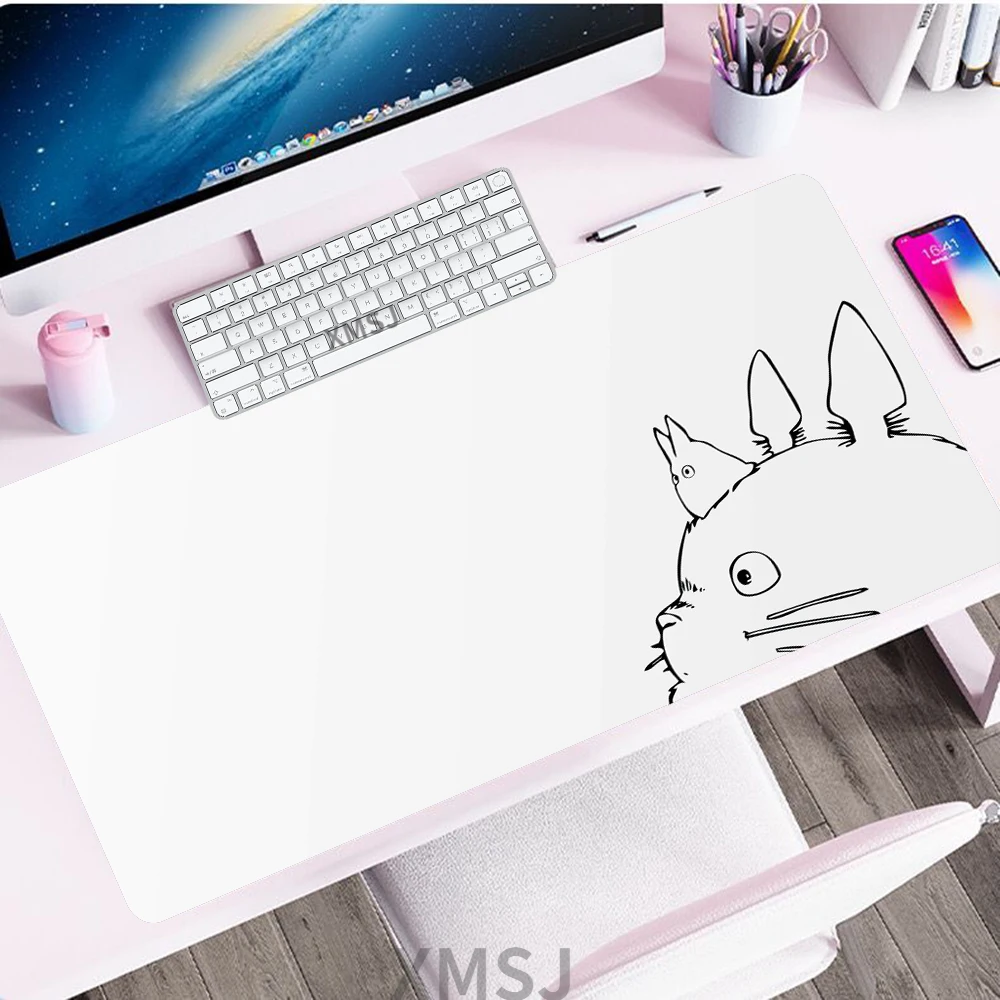 Totoro Anime Mouse Pad White Desk Mat PC Gamer Accessories Large Mouse ...