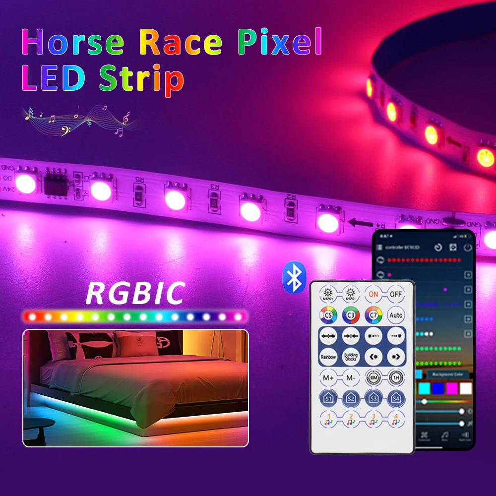 WS2811-RGBIC-Horse-Race-LED-Strip-Light-DC-24V-Dream-Color-5M-10M-20M ...