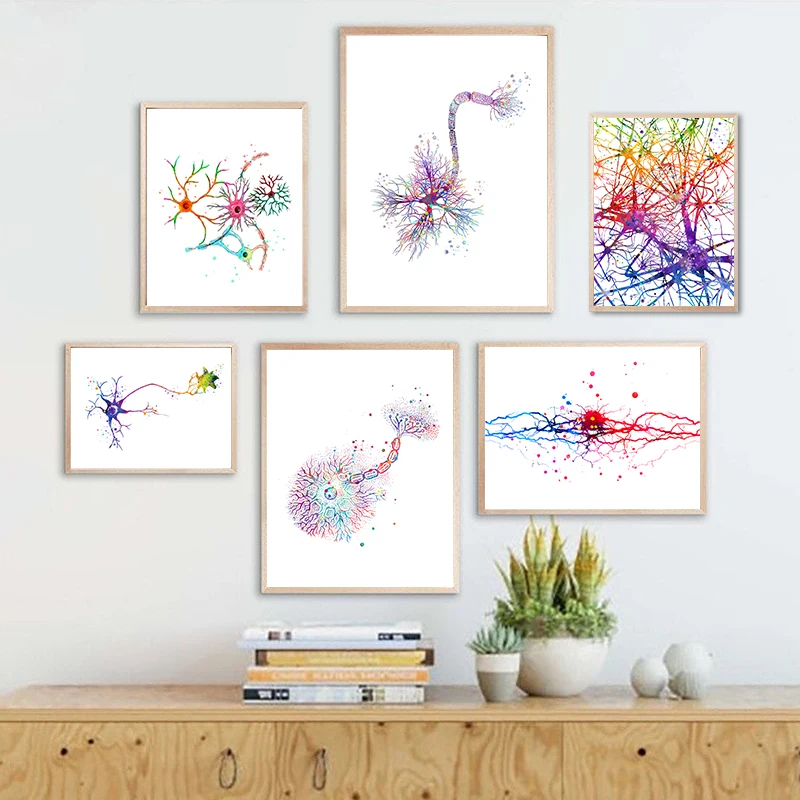Brain Neuron Watercolor Print Brain Cells Poster Nerves Anatomy ...