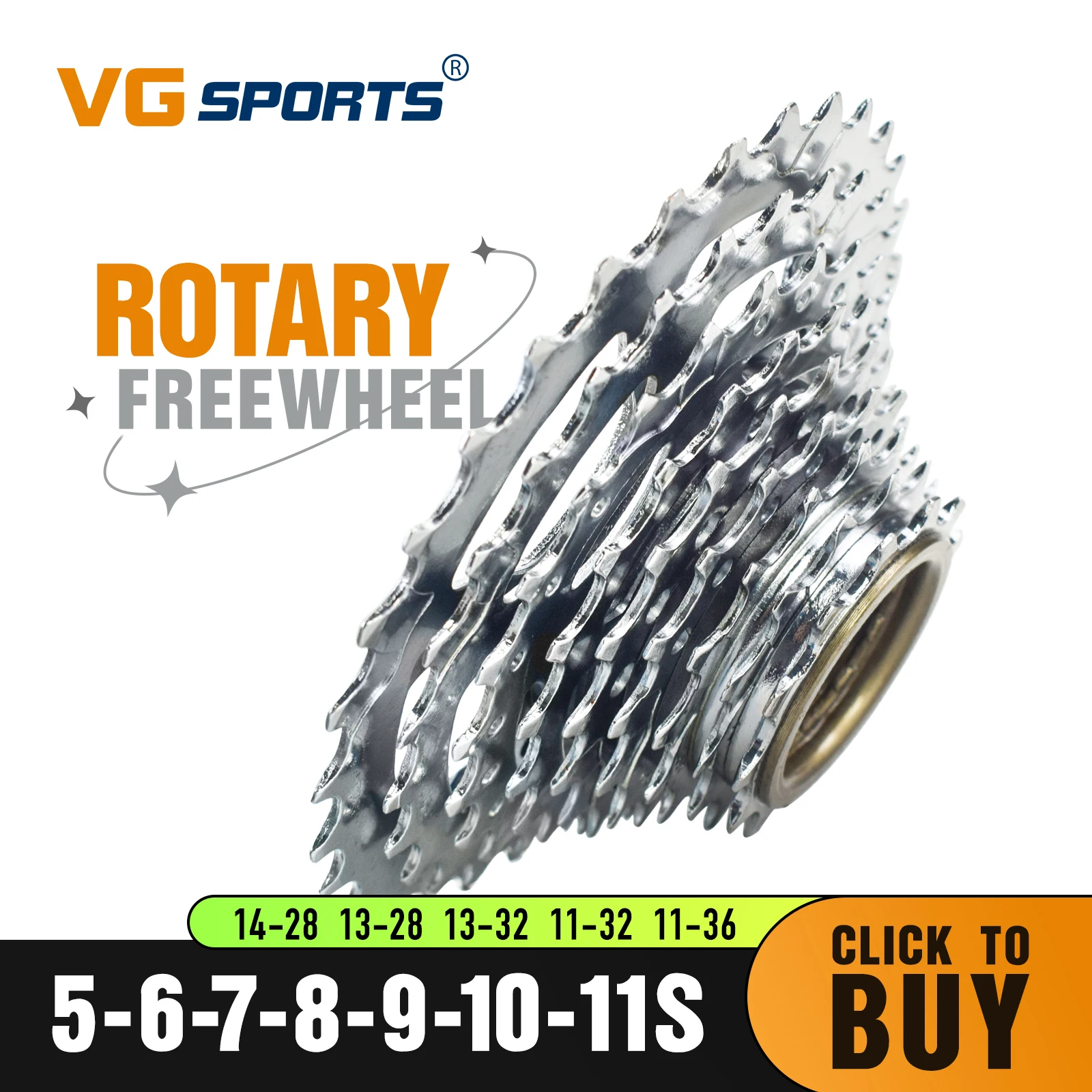 VG Sports Bike Sprocket 5/6/7/8/9/10/11 Speed Thread Freewheel 14-28T ...