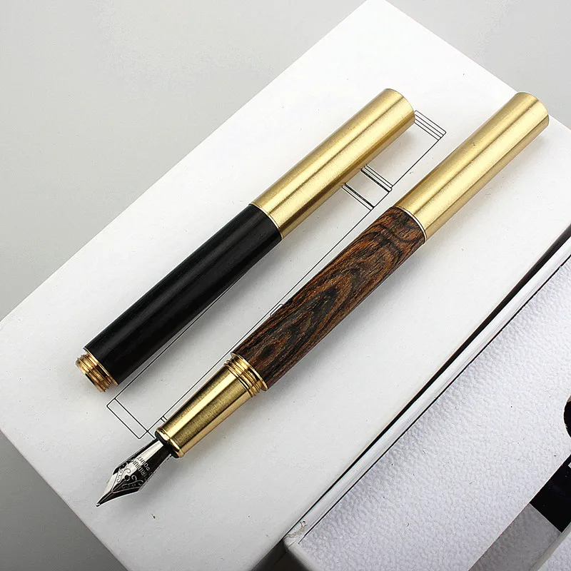 Vintage-Wooden-Fountain-Pen-Bronze-Pen-Small-Extra-Fine-Nibs-Business ...