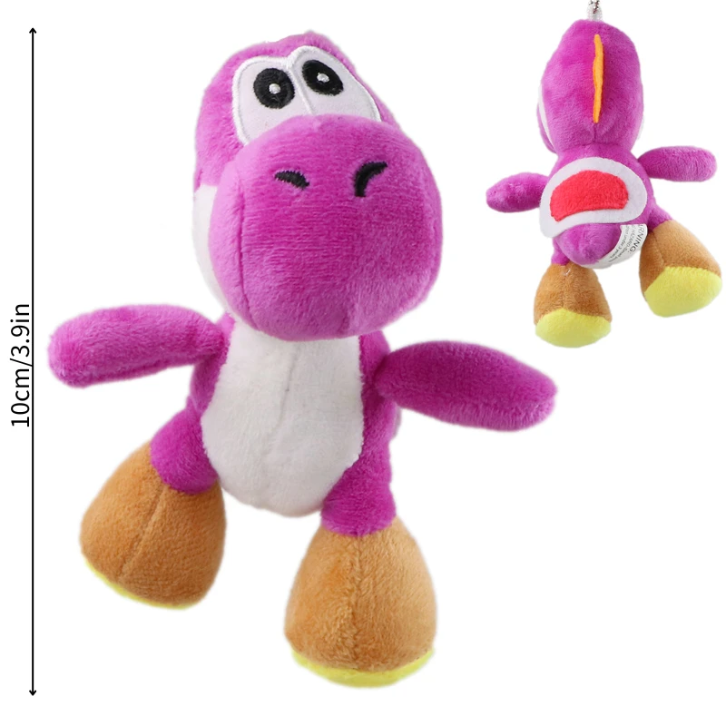 Kawaii Mario Bros Green Yoshi Soft Plush Keychain Toys Yellow Super Star Block Stuffed Animals ...