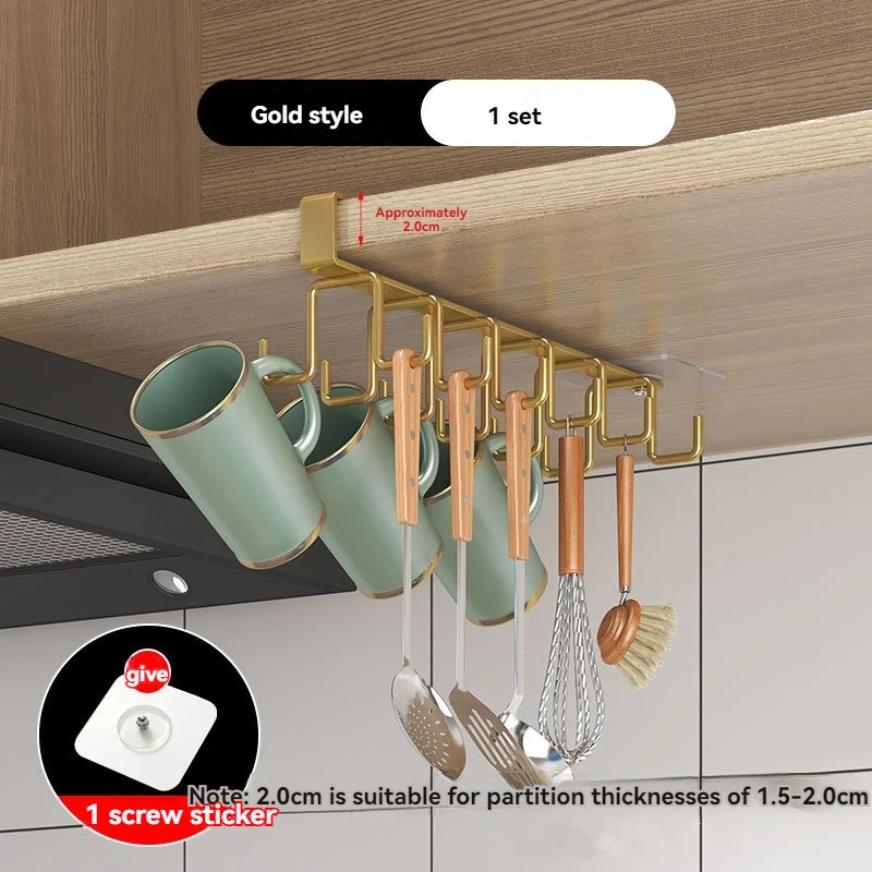 Double-Row-Coffee-Cup-Mug-Holder-Cupboard-Under-Shelf-Hook-Shelf ...