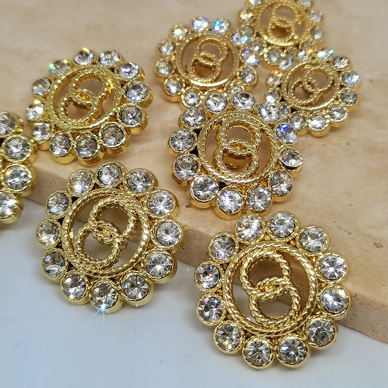 Luxury Gold Rhhinestone Buttons Of Clothing Shinning High Quality Decor ...