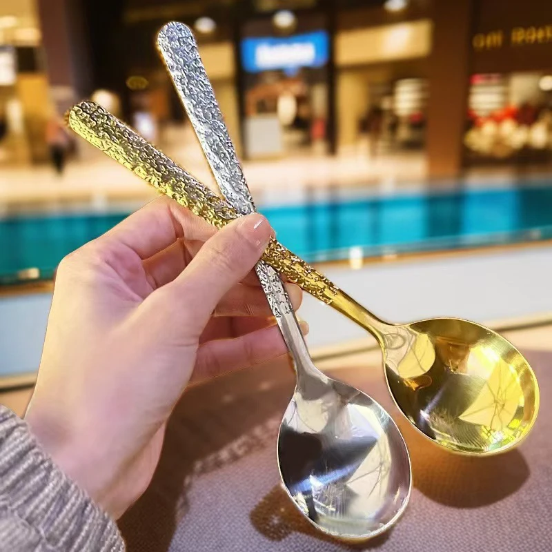 Stainless-Steel-Ice-Crack-Spoon-Japanese-Hammer-Pattern-Round-Head ...