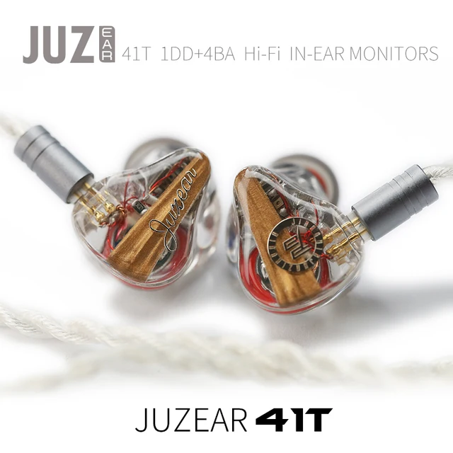 Juzear 41t-ヘッドフォン,hifi 1dd 4ba hi-res音楽スタジオ,iem 2ピン0.78mm,6n,銀メッキケーブル,オーディオ