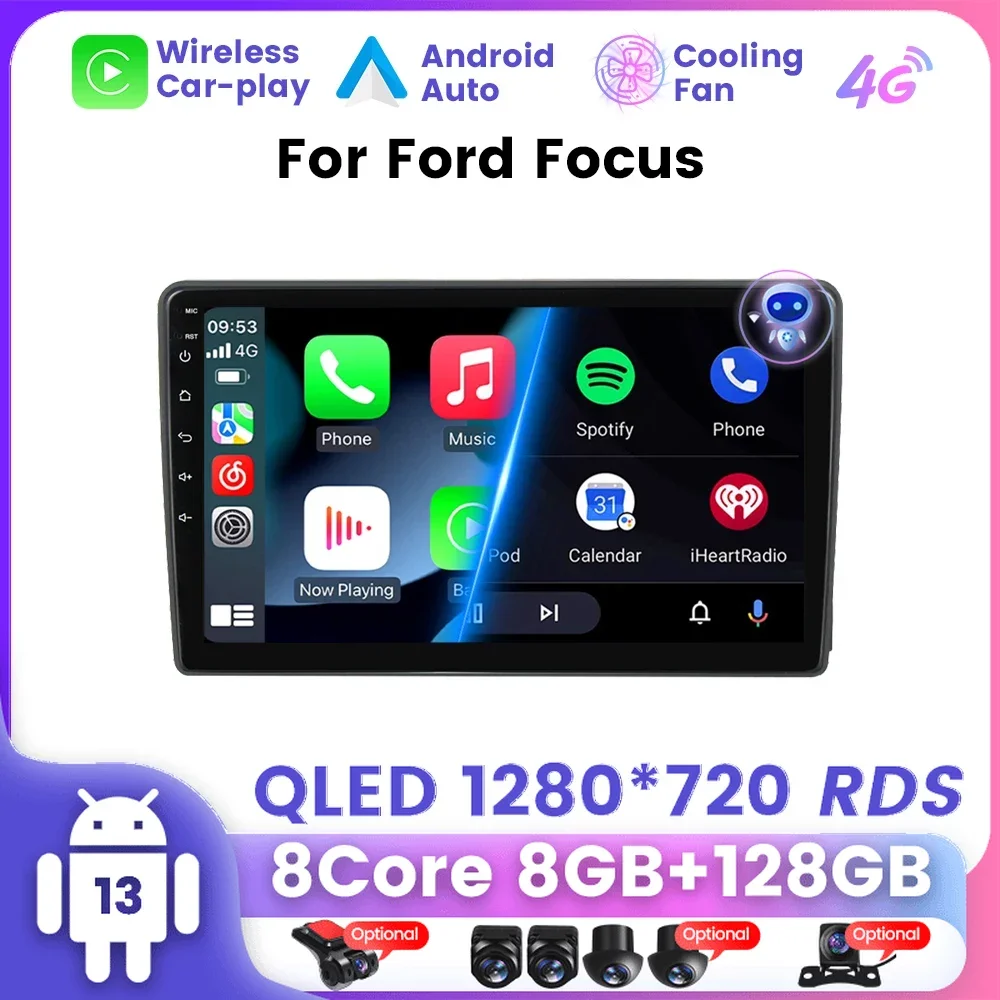 1280-720-QLED-Screen-Car-Radio-for-Ford-Focus-2-Mondeo-S-C-Max-Kuga ...