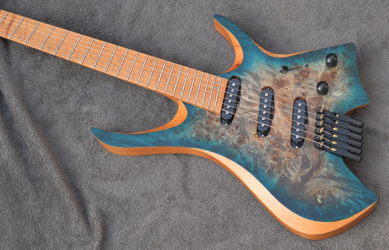 2022 NK Fanned frets 6 Strings Headless Electric Guitar Blue color ...
