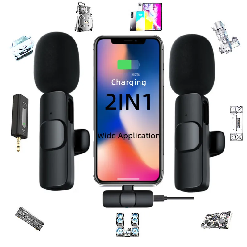 Wireless Lavalier Microphone Portable Audio Video Recording Lapel Microfone 3.5mm Mini Mic For ...