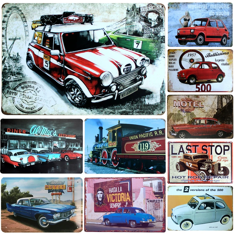 Retro-Car-Garage-Metal-Plate-Plaque-Car-Station-Wall-Metal-Tin-Sign ...