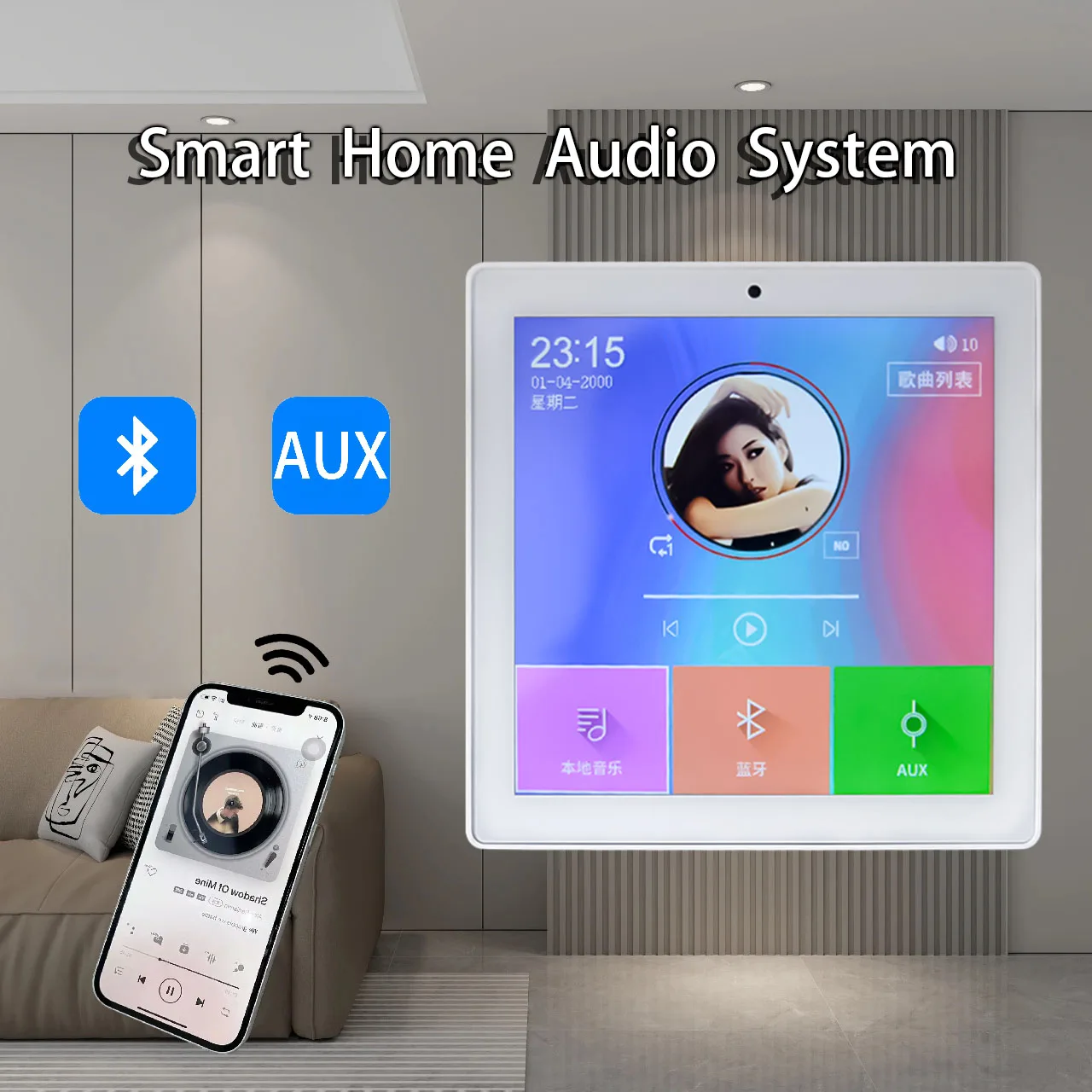 Mini-4inch-Touch-Screen-8ohm-Wireless-Bluetooth-Smart-Home-Audio-System ...