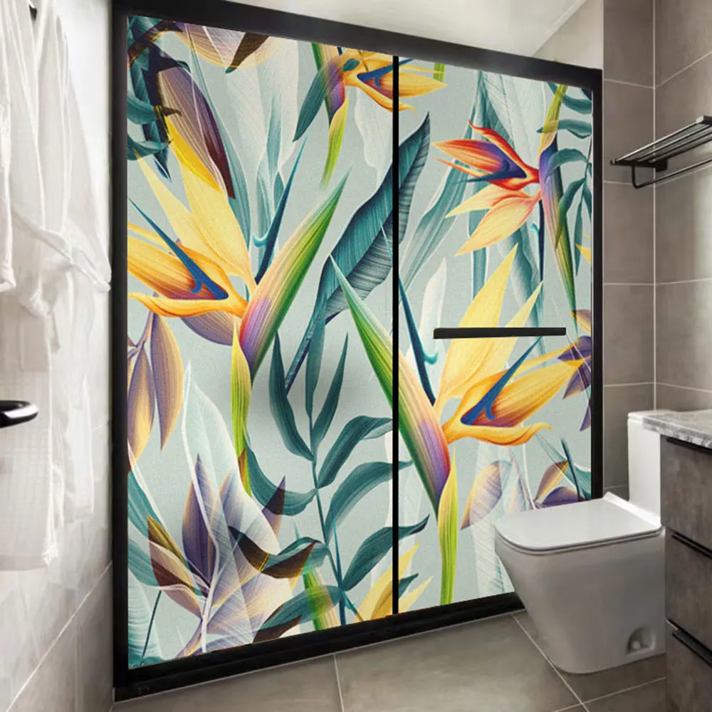 Privacy-Window-Film-Leaf-Pattern-Frosted-Sun-Blocking-Glass-Sticker ...