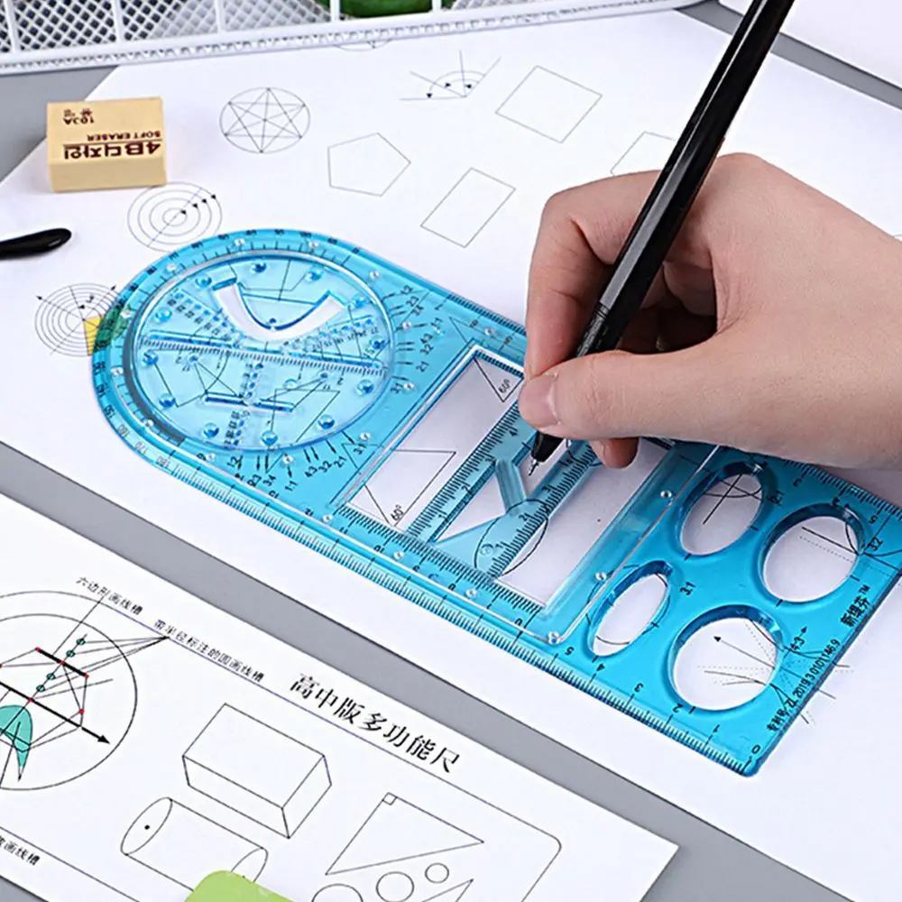 Primary school pupil drawing multi-function combination ruler triangle ...
