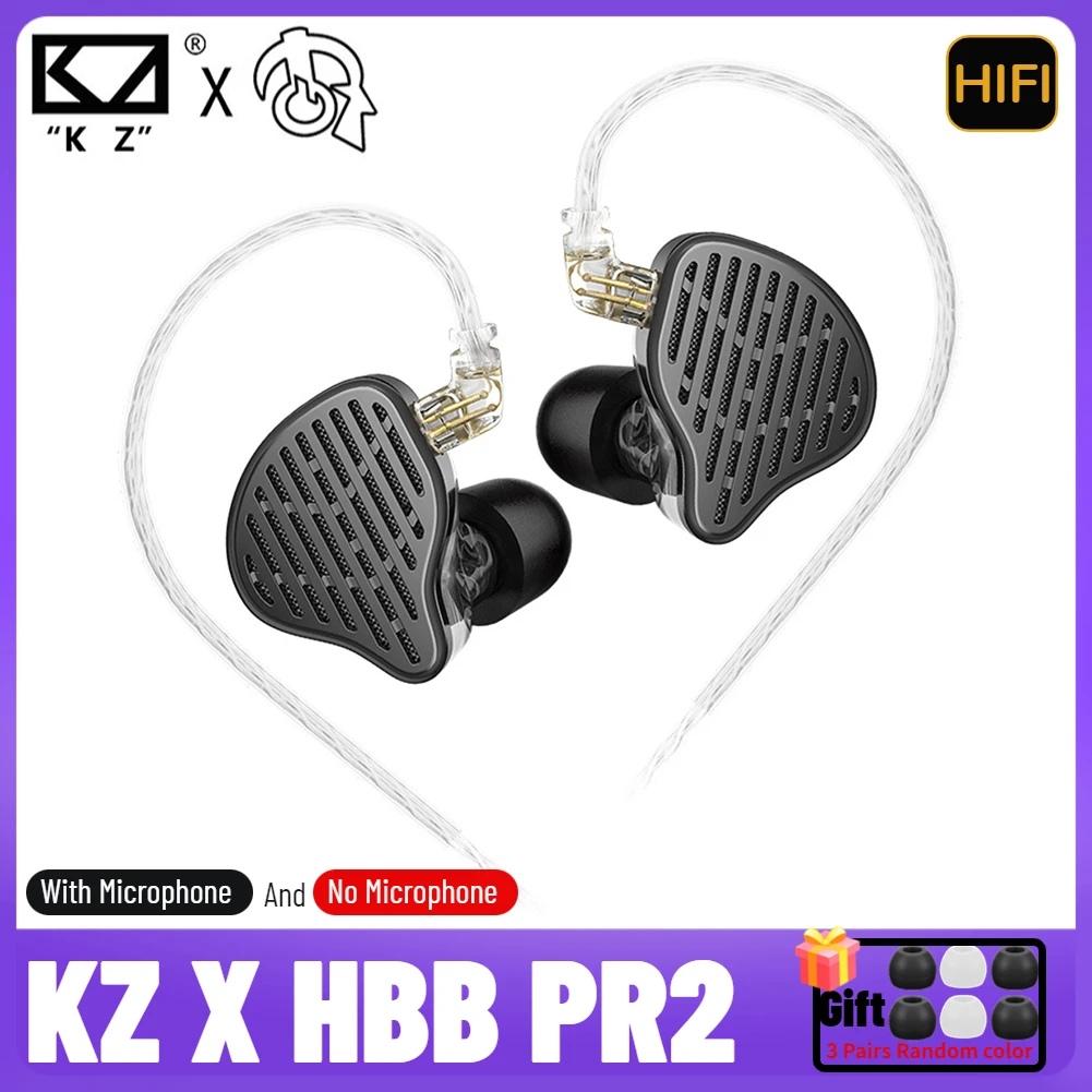 KZ X HBB PR2 Motorista Magnético Planar IEM HIFI Fones De Ouvido De Metal Com Fio Fones De ...