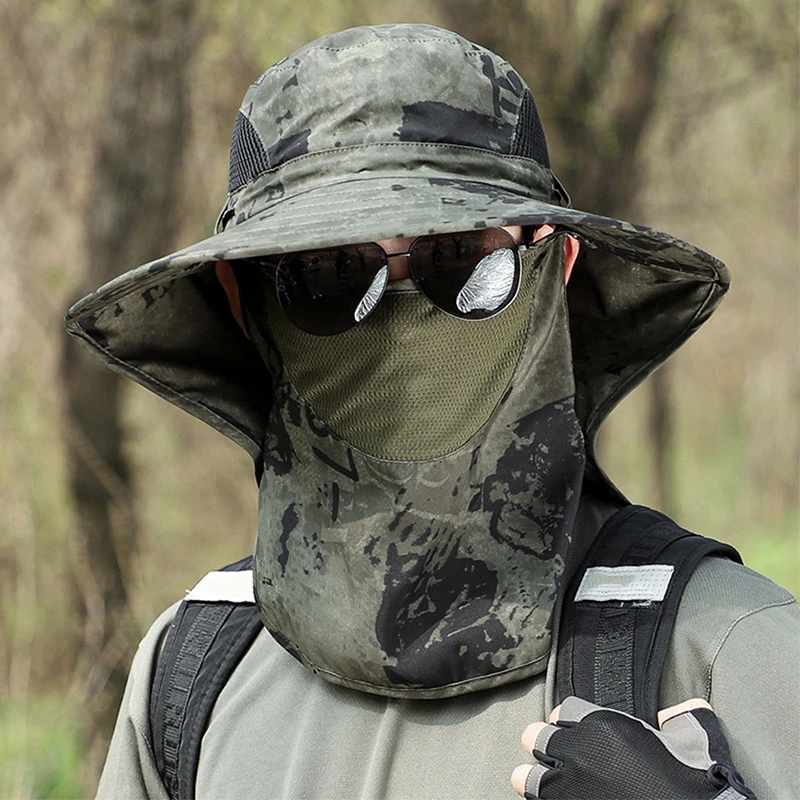 Men-Sun-Hat-with-Shawl-Veil-Camouflage-Summer-Sand-Prevention ...