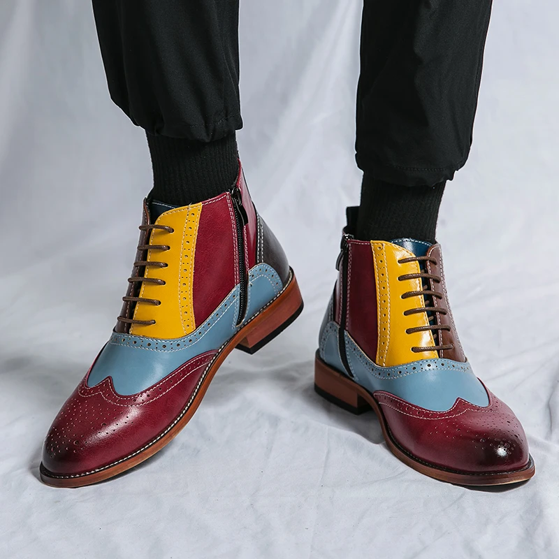 Chaussures-en-cuir-couleurs-m-lang-es-pour-hommes-Brogue-Vintage-Homme ...