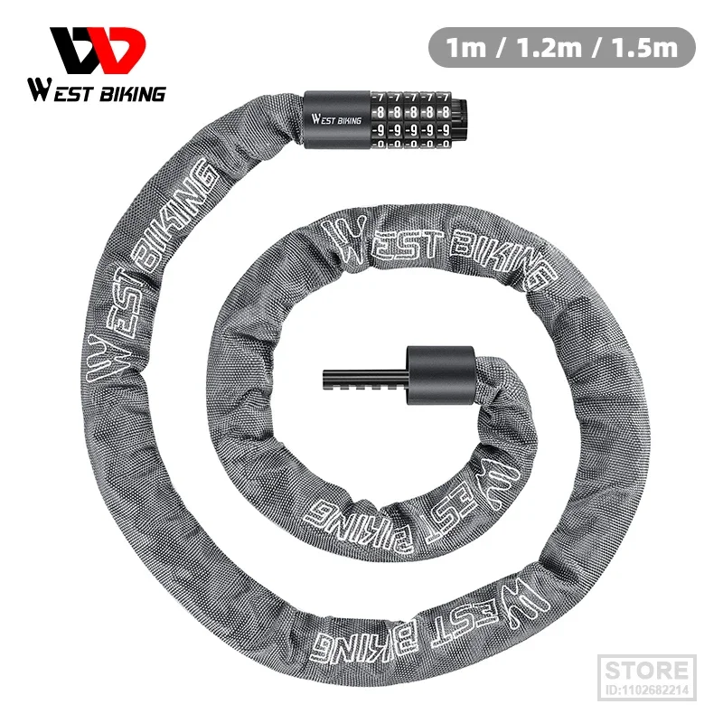 WEST-BIKING-100-150cm-Bicycle-Chain-Code-Lock-Safety-5-Digit ...