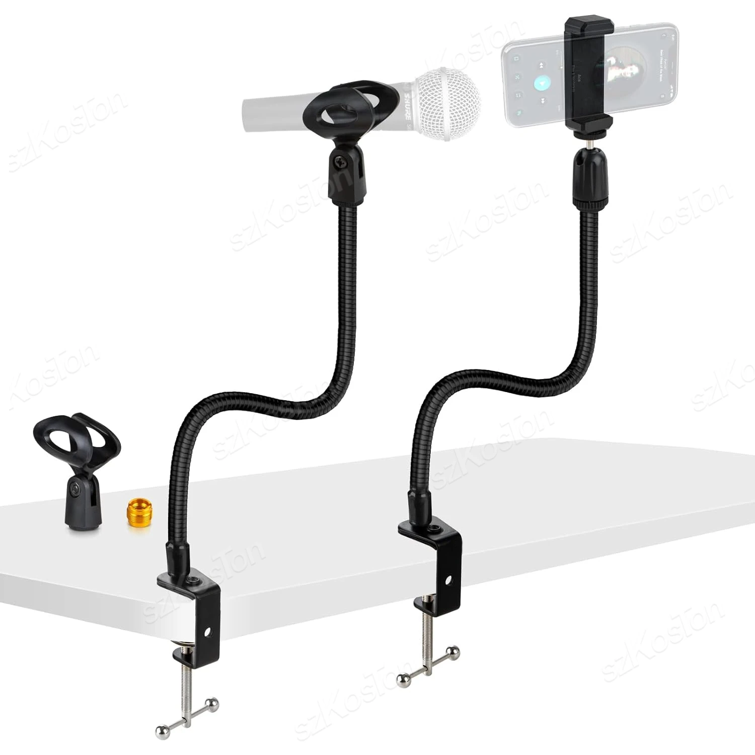 Desktop Microphone Arm Stand 30cm Flexible Gooseneck Mic Stand Phone ...
