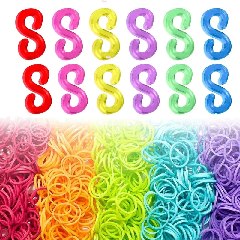 200/500pcs S Clip Hook Closures Connectors Rubber Band Kit Set For ...