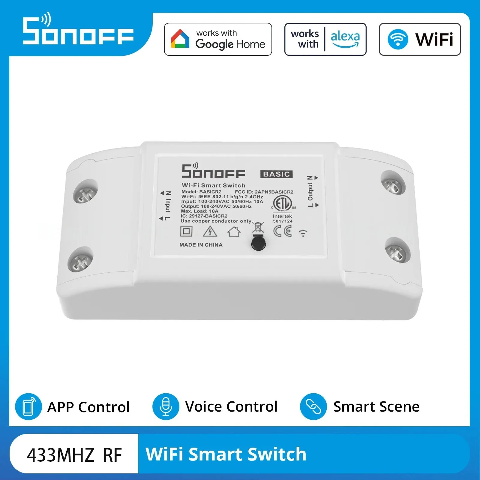 SONOFF Outlets RFR2 Wifi Breaker Moudle DIY Wifi/433MHz RF Remote ...
