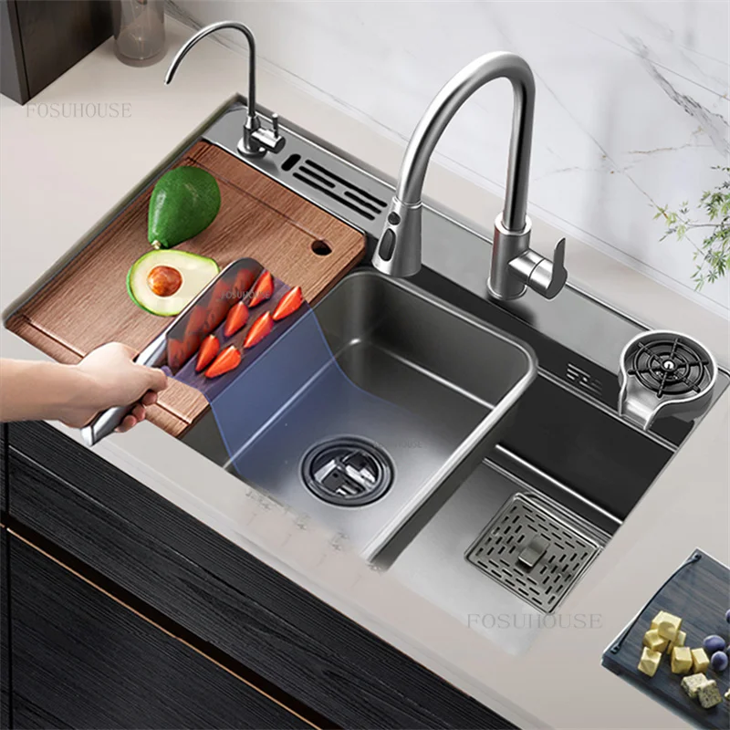 Nano-Black-Single-Slot-Stainless-Steel-Kitchen-Sink-Utensils-Kitchen ...