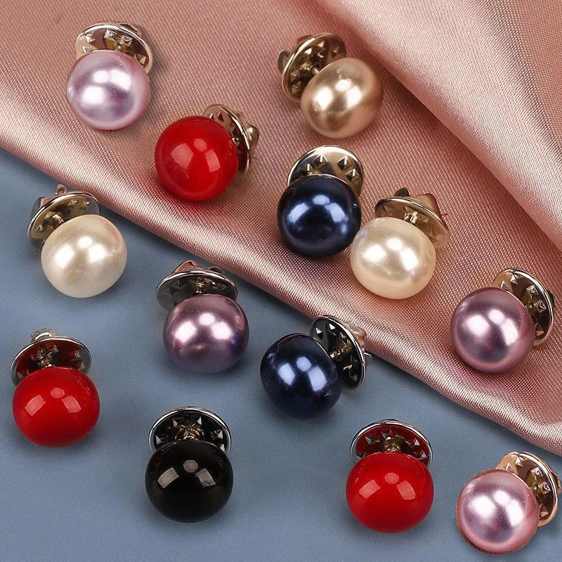 10Pcs Women Shirt Brooch Buttons Brooch Set Colourful Lapel Pin Shirt ...