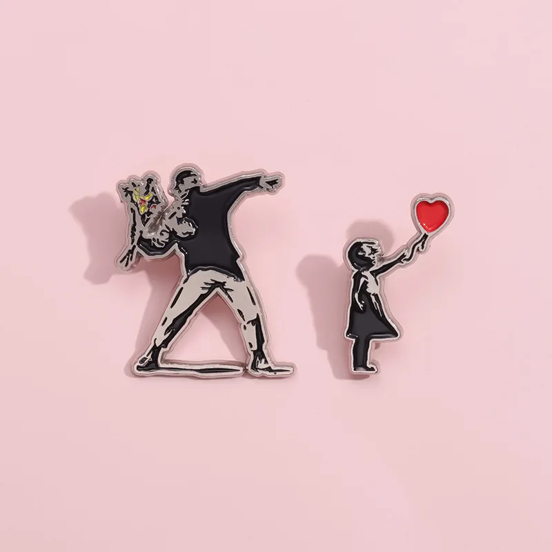 Banksy-Rage-Flower-Thrower-Enamel-Pins-Custom-Graffiti-Wall-Art ...