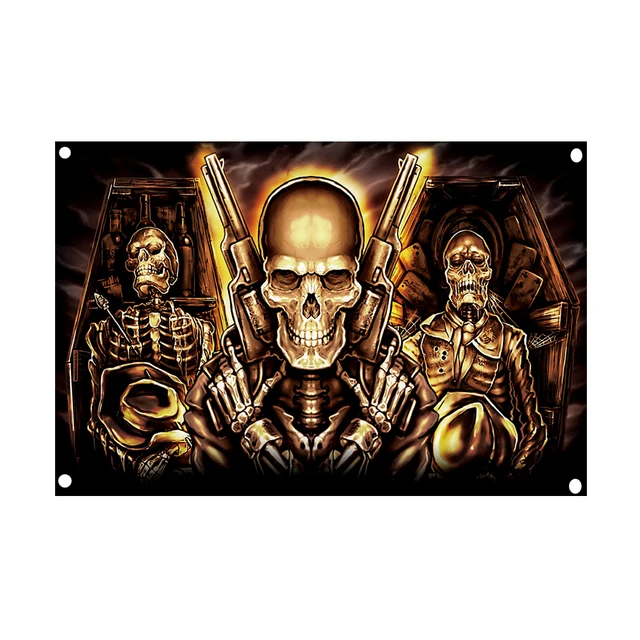 Skulls And Guns On Fire