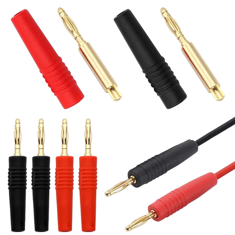 4/10/20Pcs Gold Plated 2mm Male Plugs HIFI Speaker Wire Audio Cable ...