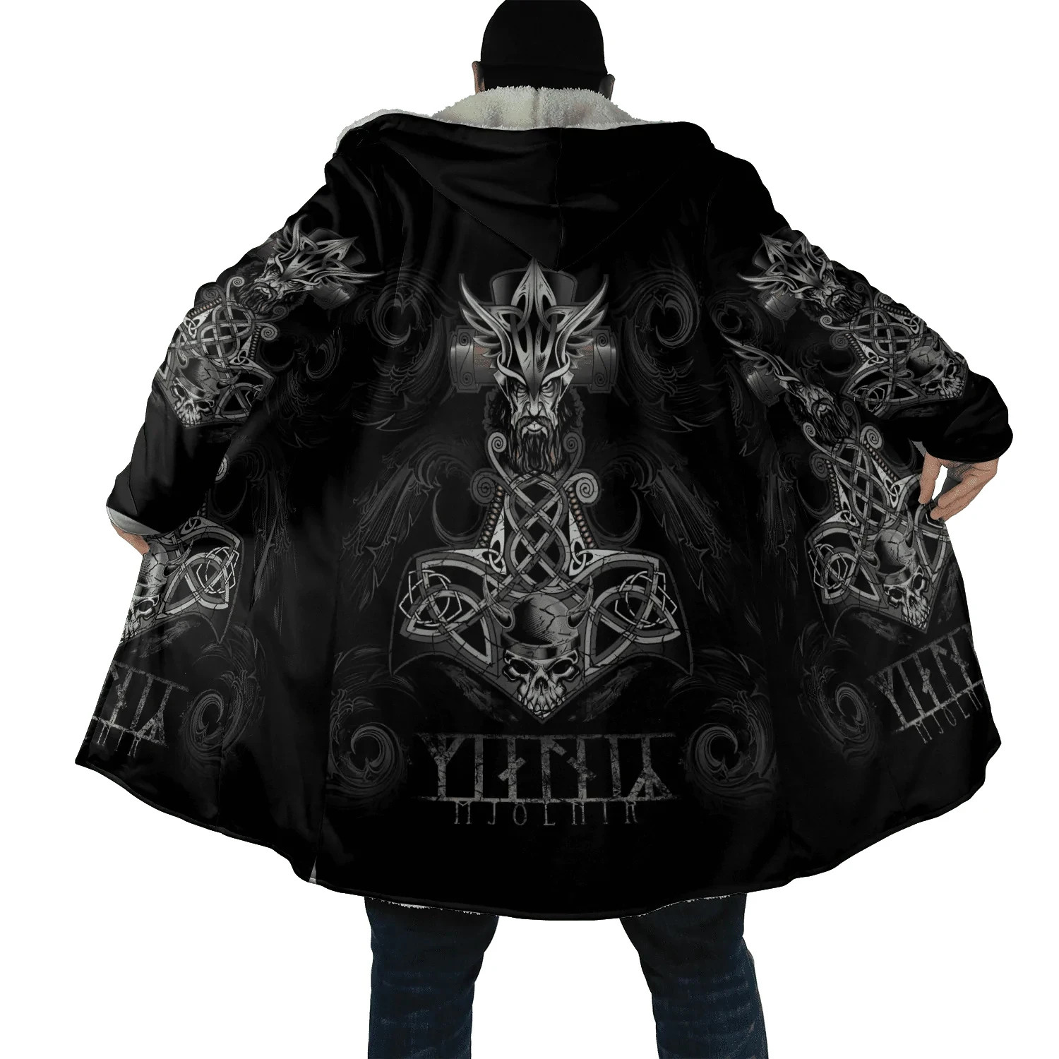 Winter Fashion Mens cloak Viking Vegvisir Runes Raven Tattoo 3D Print ...