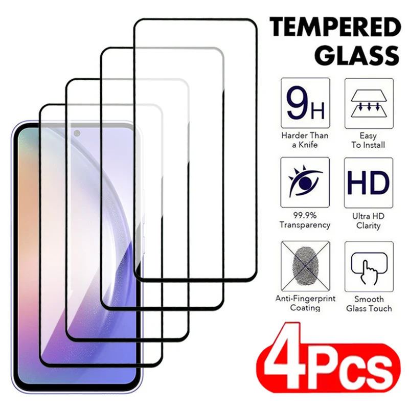 4Pcs-Tempered-Glass-For-Samsung-Galaxy-A04-Core-A04E-A14-A24-A34-A54 ...