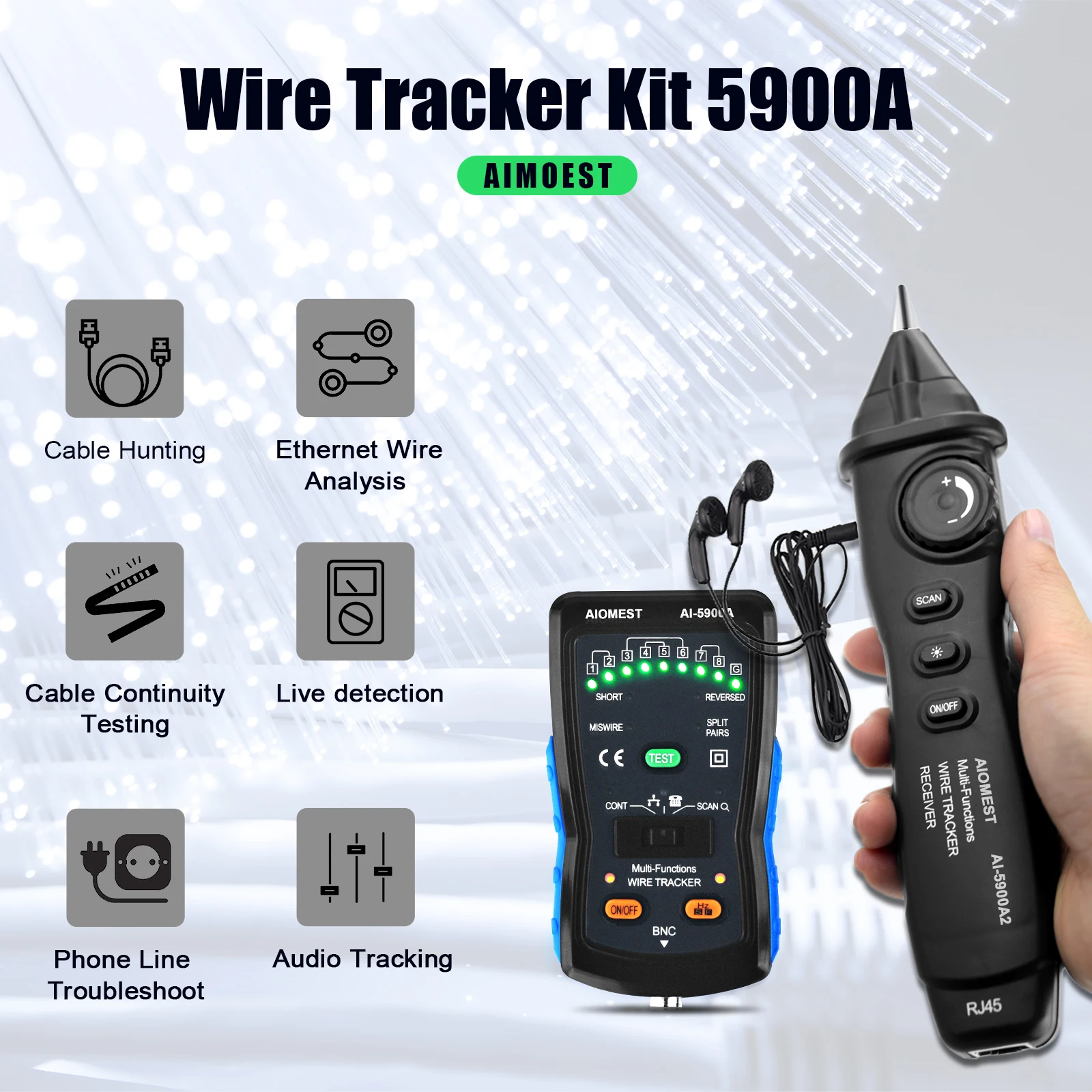 Multifunction Wire Cable Tracker & Network Tester, RJ45/RJ11/BNC LAN ...