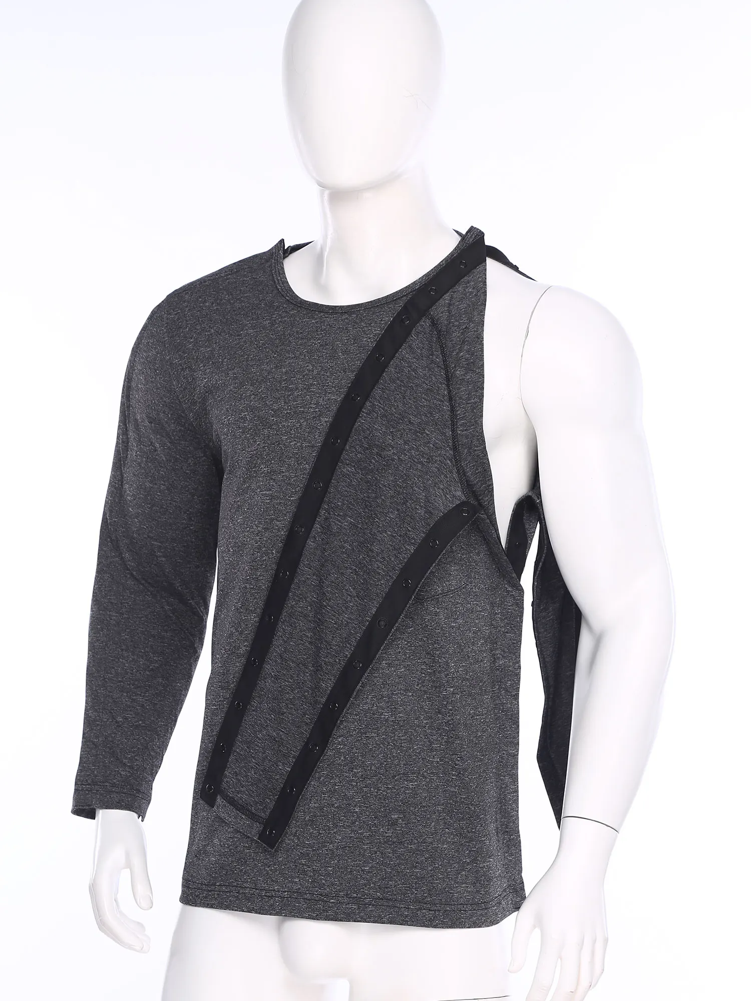 Men Snapping on Post Shoulder Surgery Shirt Crew Neck Sides and Arms ...