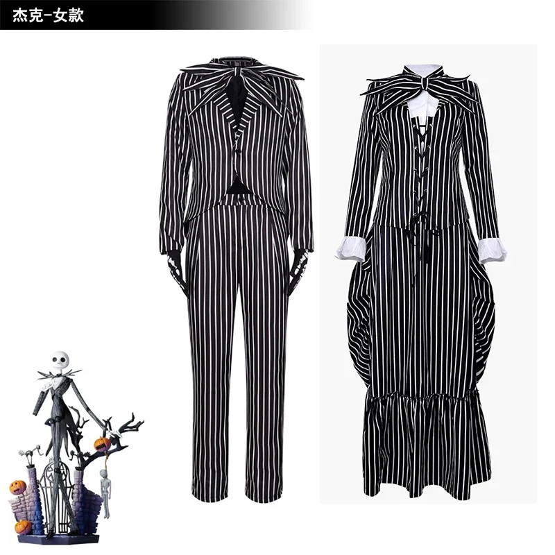 Movie-the-Nightmare-Cosplay-Costume-Before-Christmas-Striped-Top-Skirt ...