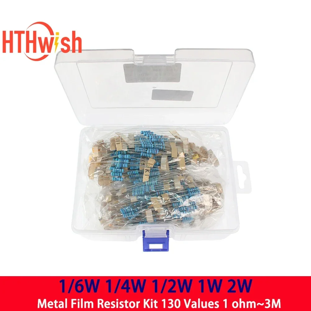 650/1300/2600pcs 1/6W 1/4W 1/2W 1W 2W Metal Film Resistor Assorted Kit ...