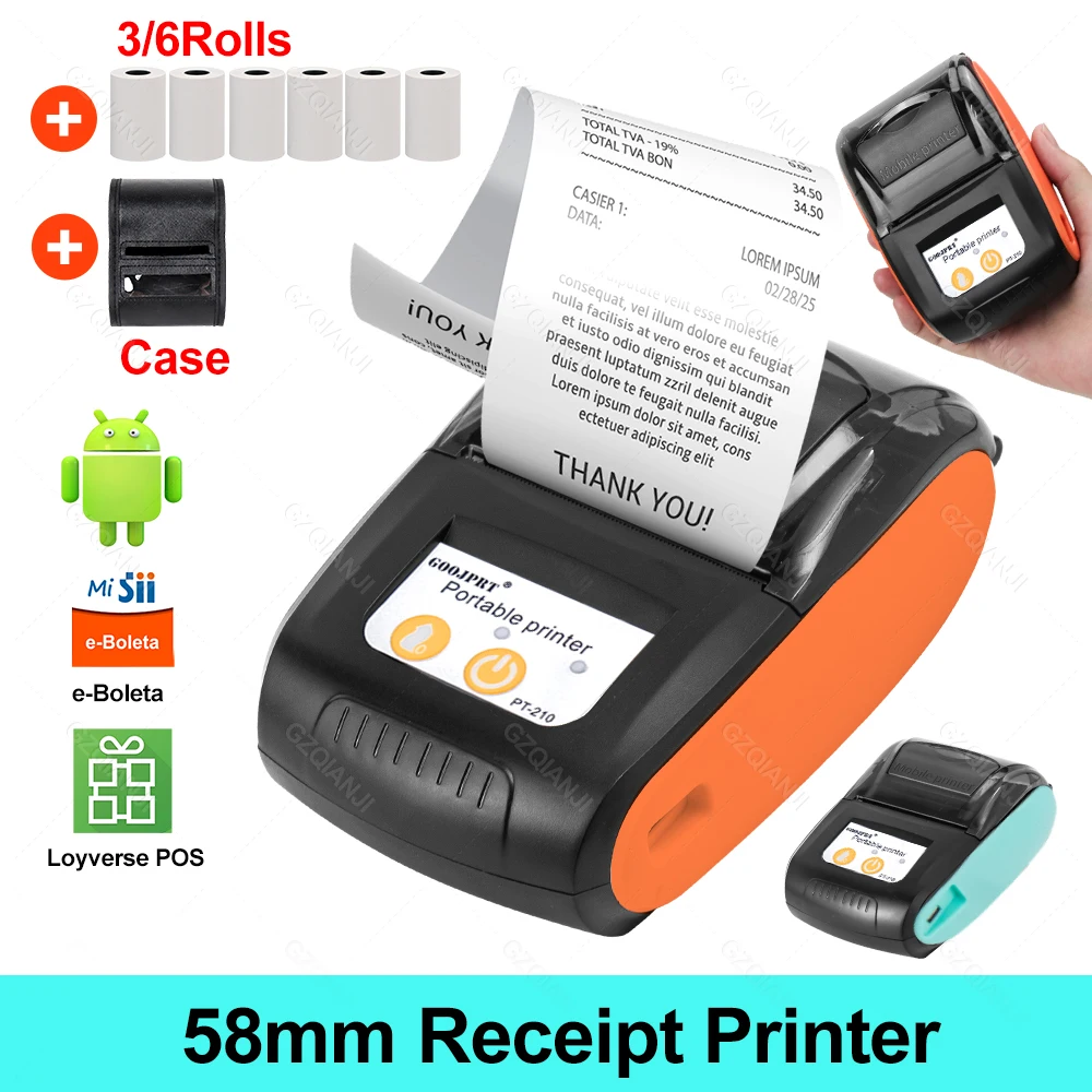 PT-210-58mm-2-Inch-Mini-Portable-Thermal-Printer-Wireless-Receipt-POS-Maker-Machine-Bluetooth ...