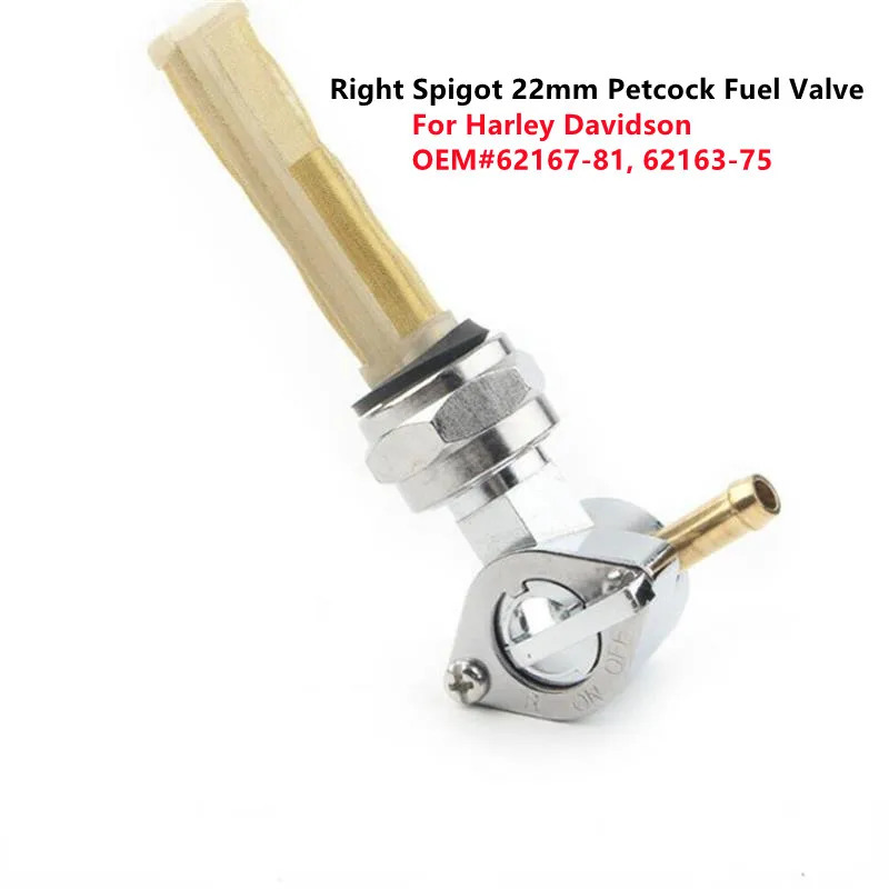 Right Spigot 22mm Petcock Fuel Valve For Harley Davidson Dyna Road King ...