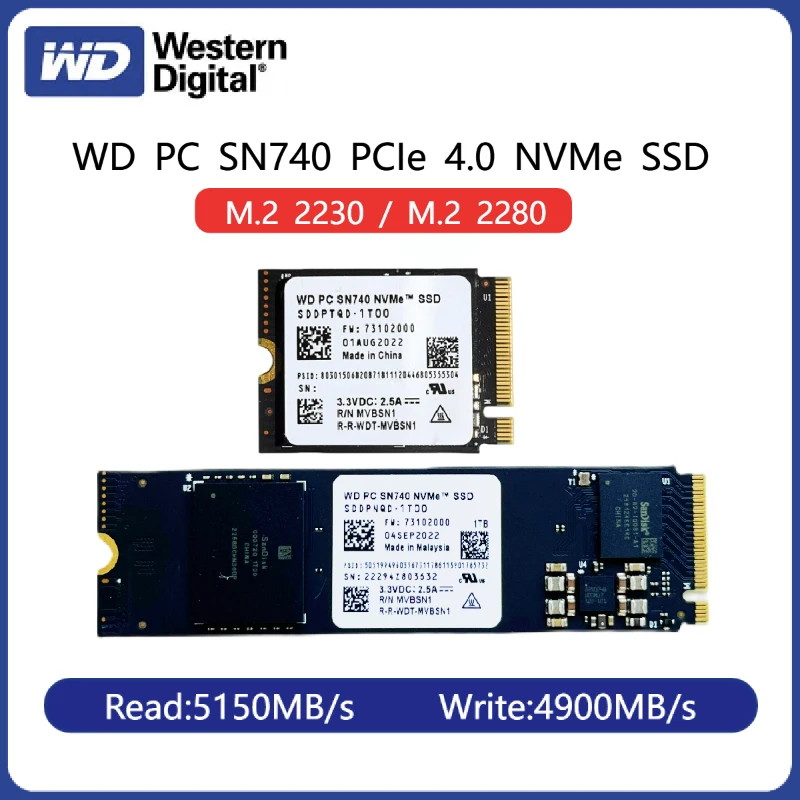 Western digital pc SN740 nvme ssd 2テラバイト1テラバイト512ギガバイトM.2 2230/2280 PCIe4.0x4マイクロソフト表面prox表面 ...