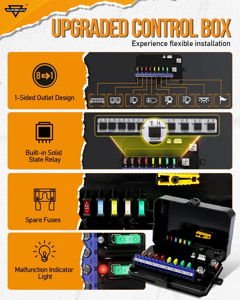 Auxbeam 8 Gang Switch Panel RB80 XL 5 Inch RGB Switch Pod Toggle ...