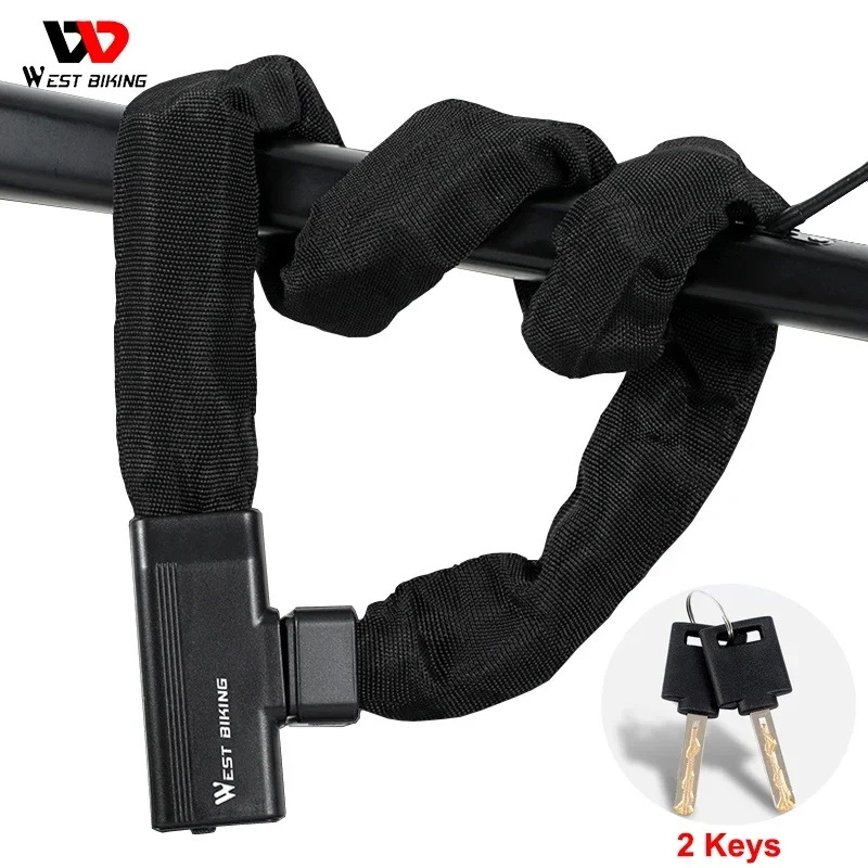 WEST BIKING Steel A3 Anti-theft Chain Lock Thicken Motorcycle Bicycle ...