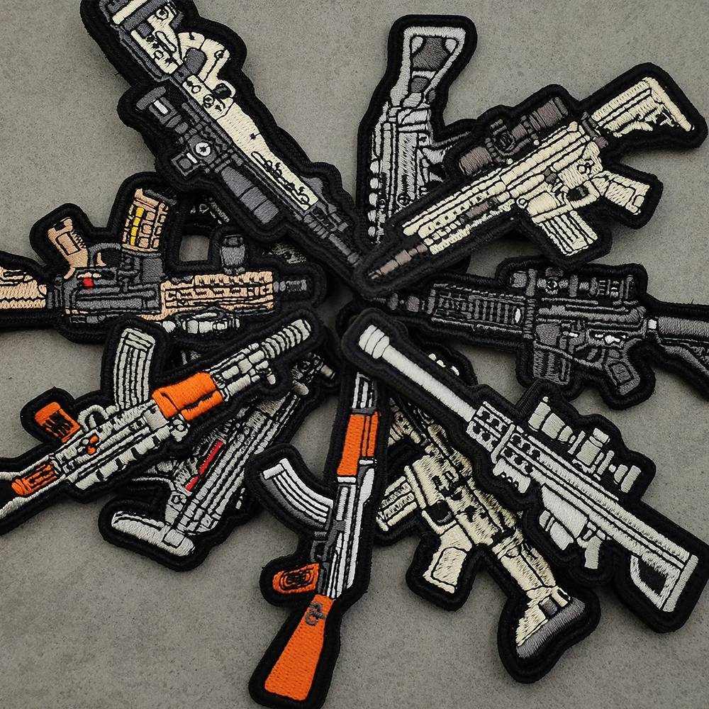 Varied-Embroidery-Tactical-Gun-Pattern-Military-Machine-Gun-Style ...