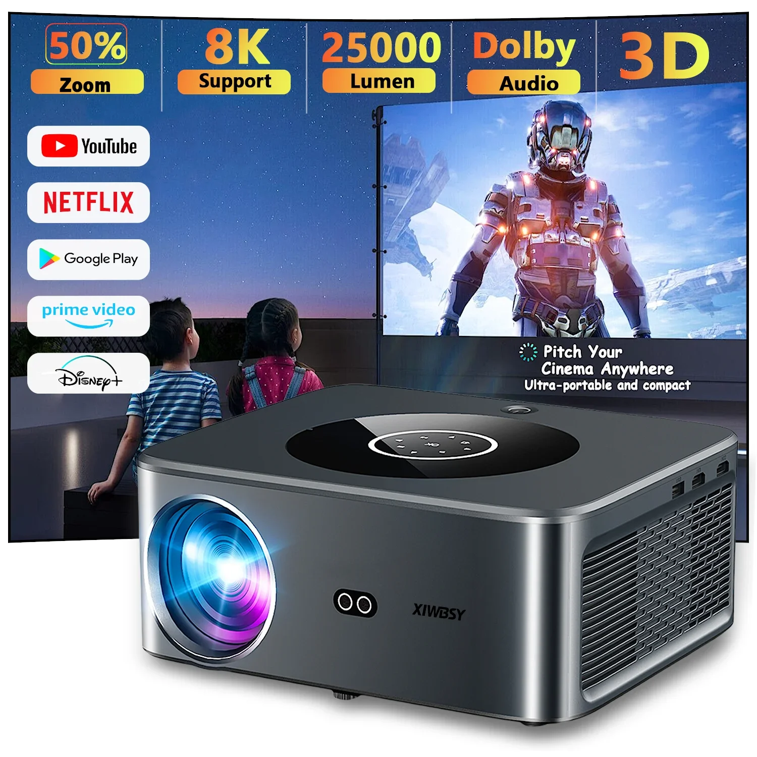XIWBSY-25000-Lumens-Android-4K-LED-Projector-800ANSI-WiFi6-Bluetooth ...