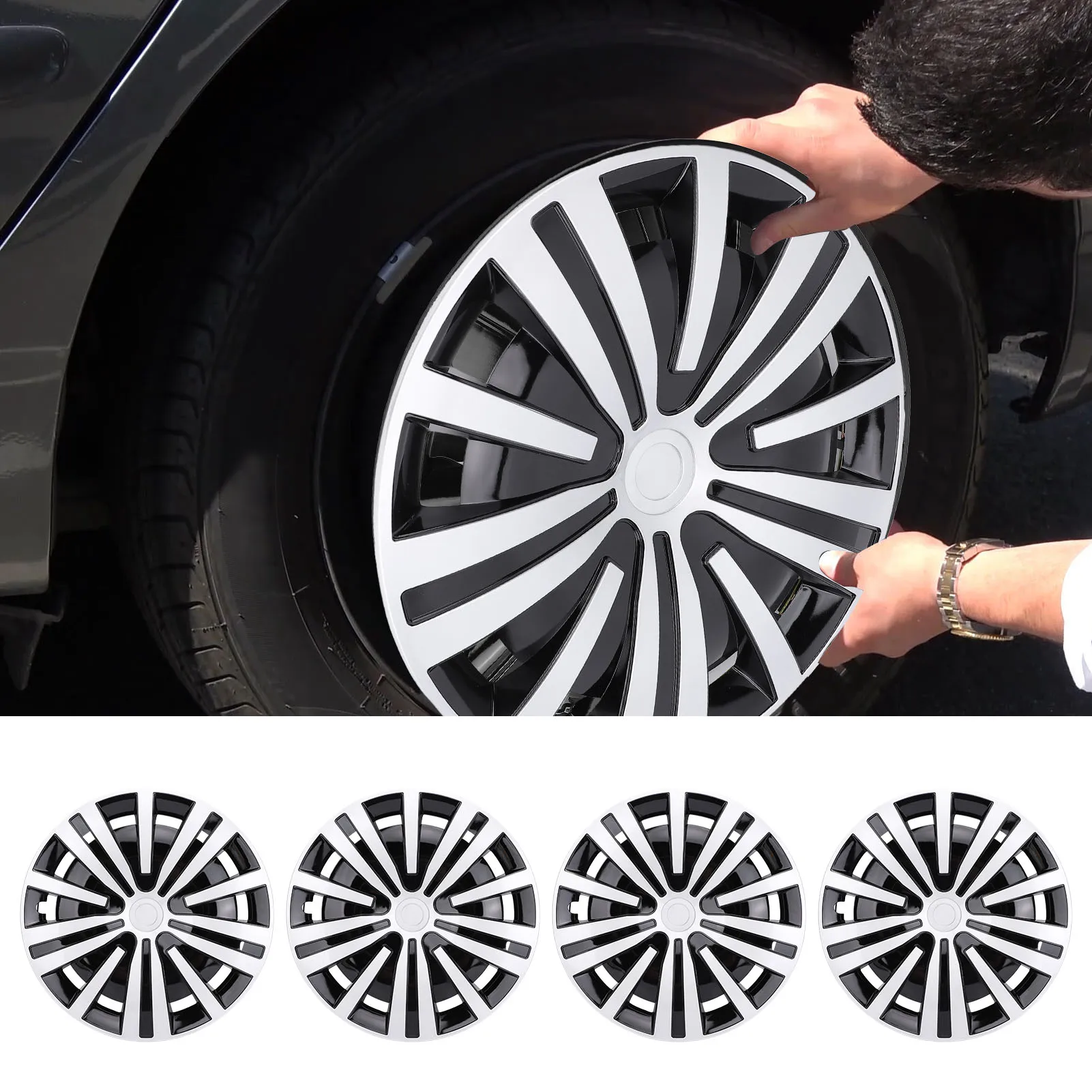 4PCS 16 Inch Hubcaps Wheel Covers Replacement R16 Wheel Rim Cover Snap ...